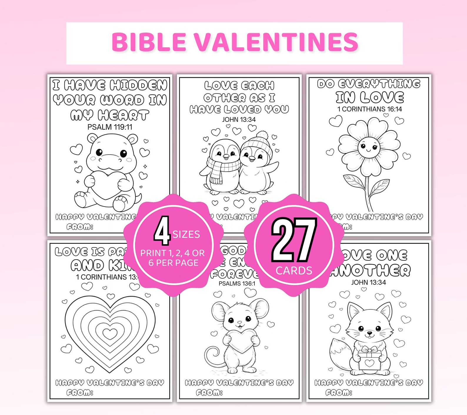 Bible Scripture Valentine Cards, Bible Verse Coloring Valentine Cards ...