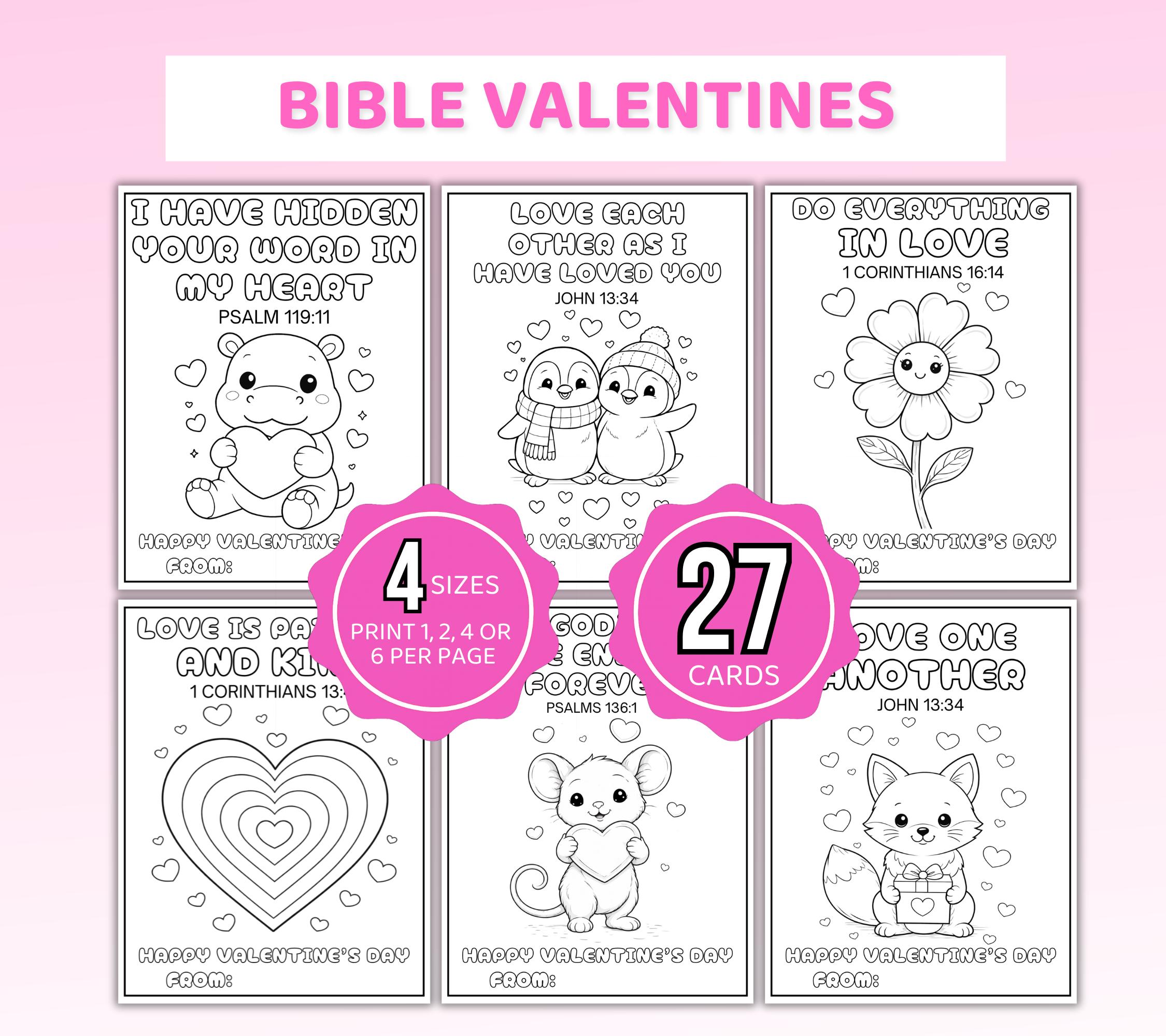 Bible Scripture Valentine Cards, Bible Verse Coloring Valentine Cards ...