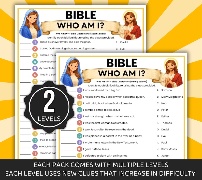 Bible Trivia, Bible Who Am I Game Bundle, Bible Trivia Games, Printable ...