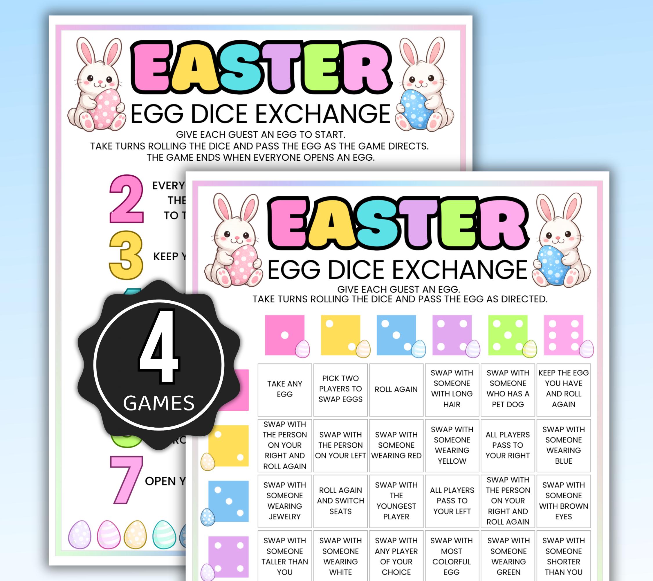 Dice Easter Egg Exchange Games, Easter Dice Games, Easter Party Game ...