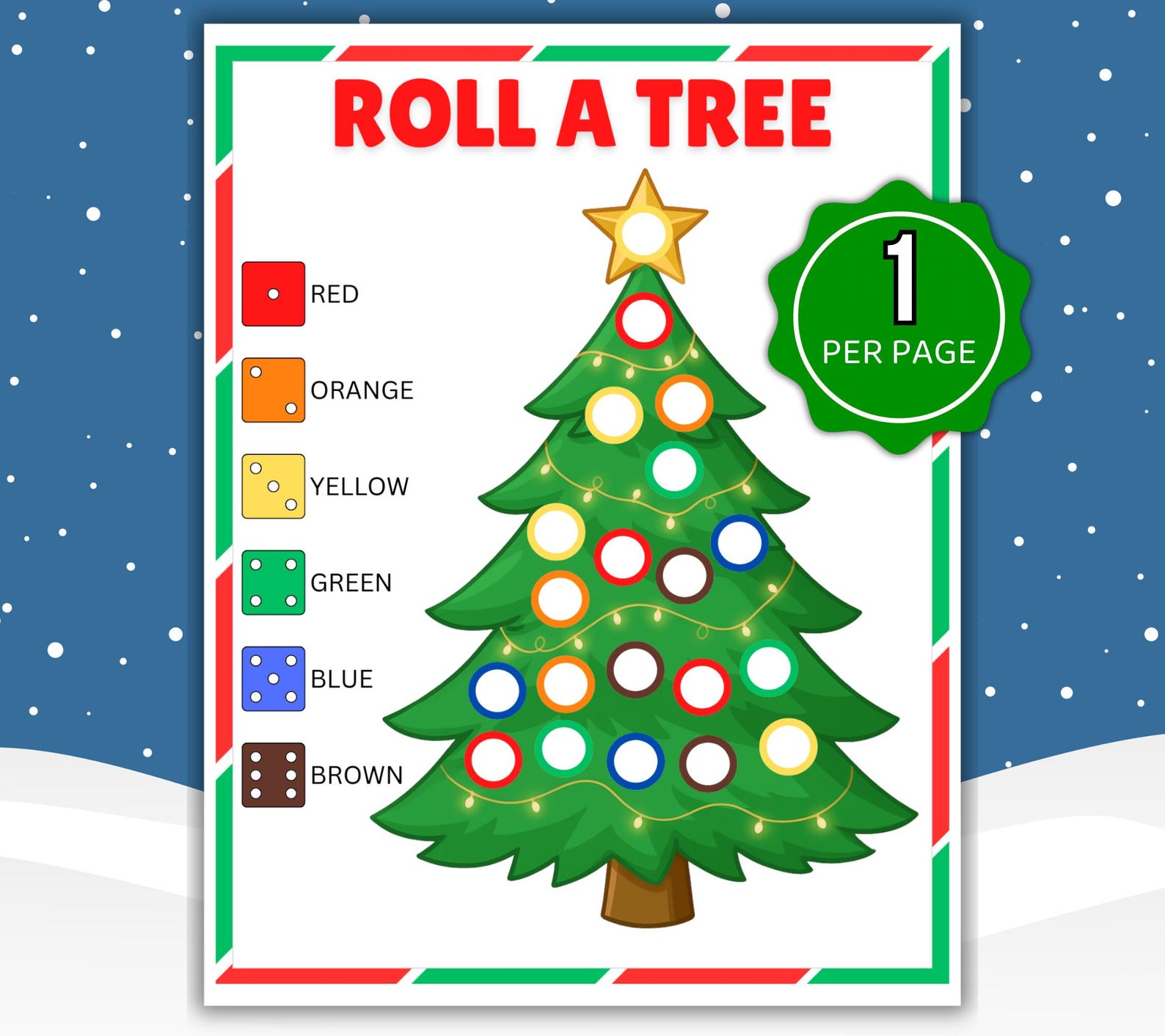Roll a Christmas Tree Game Printable, Roll a Tree, Roll a Dice Game ...