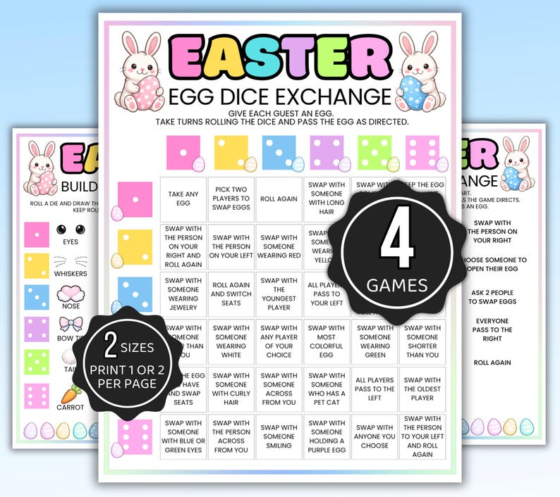 Dice Easter Egg Exchange Games, Easter Dice Games, Easter Party Game ...