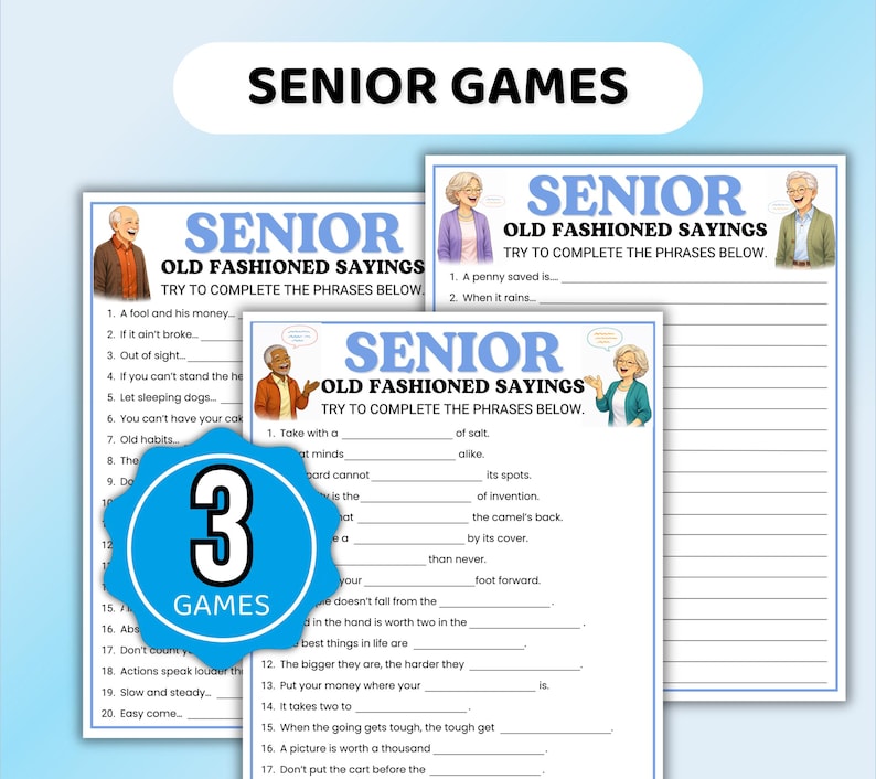Old Fashioned Sayings Game, Sayings Senior Games, Guess the Sayings ...