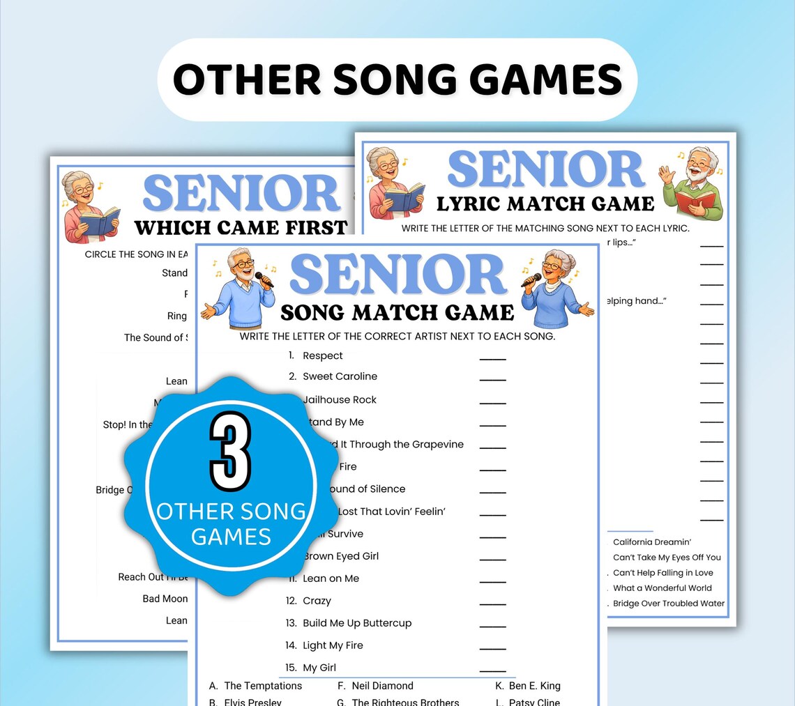 Printable Finish the Lyrics Games, Finish the Lyrics Senior Games, Song ...
