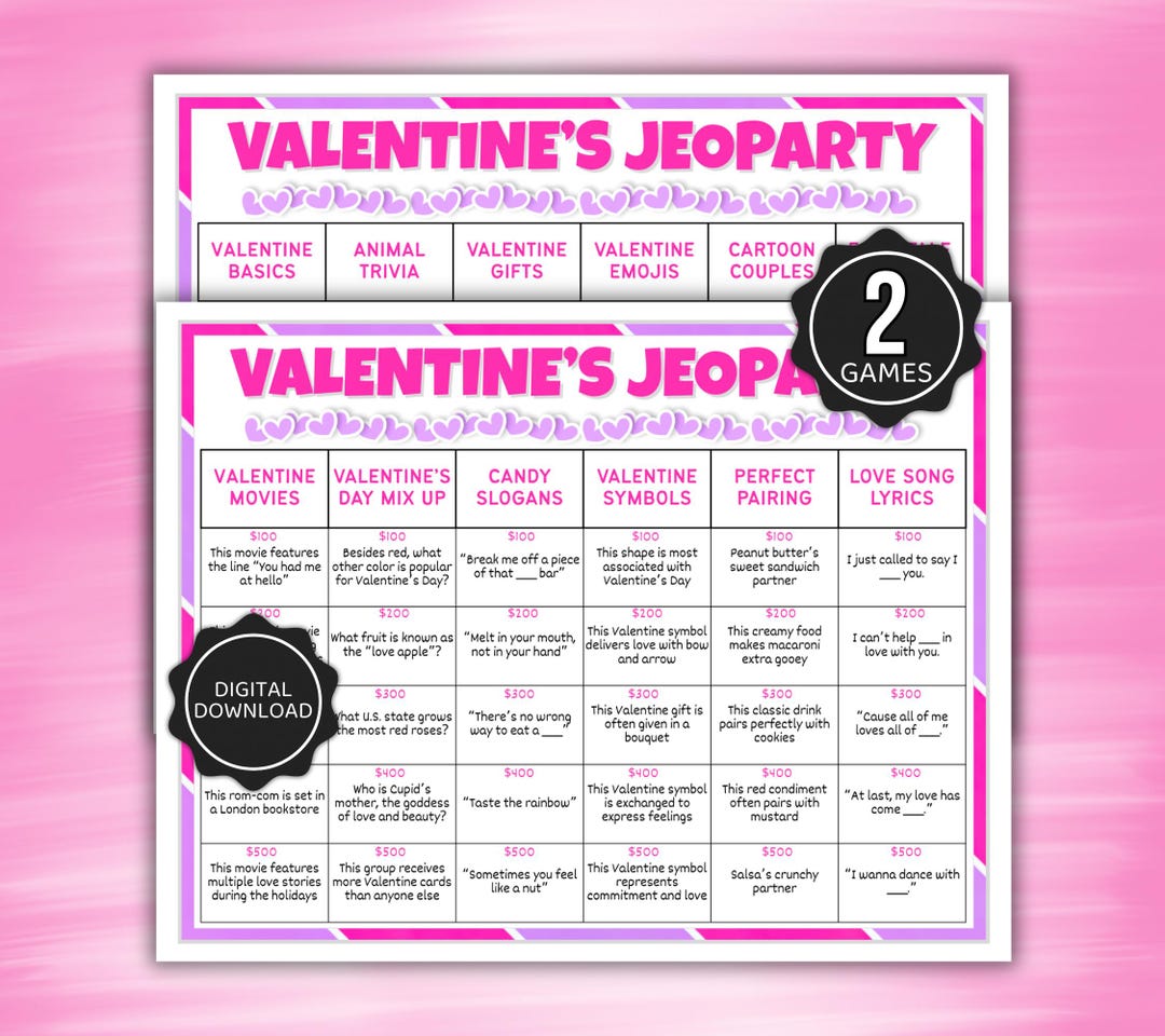 Valentines Jeopardy Game Bundle, Valentines Jeopardy Games, Valentines ...