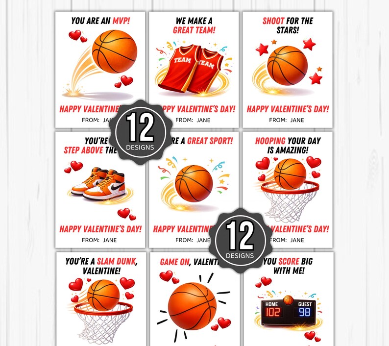 Basketball Valentines Day Cards, Printable Basketball Valentines for ...