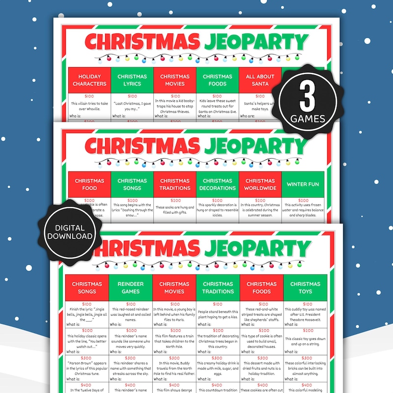 Jeopardy Christmas Game - Etsy