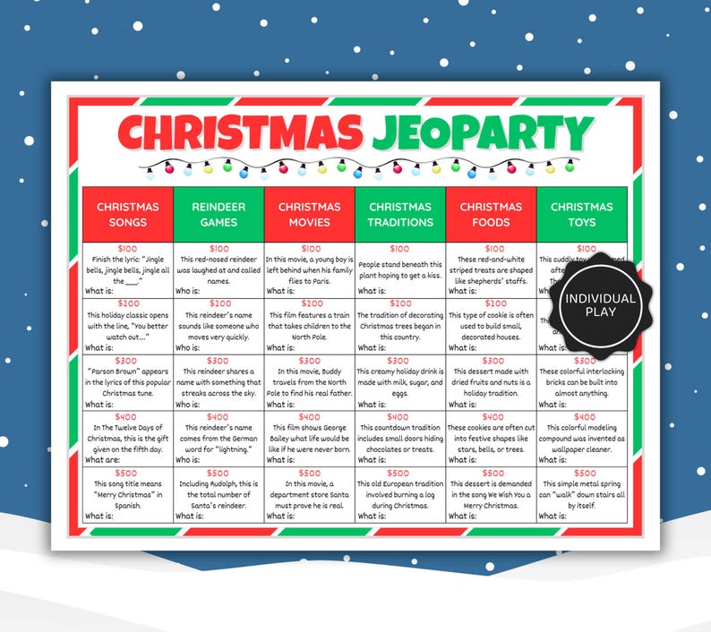 Christmas Jeopardy Game Bundle, Christmas Jeopardy Games, Christmas ...