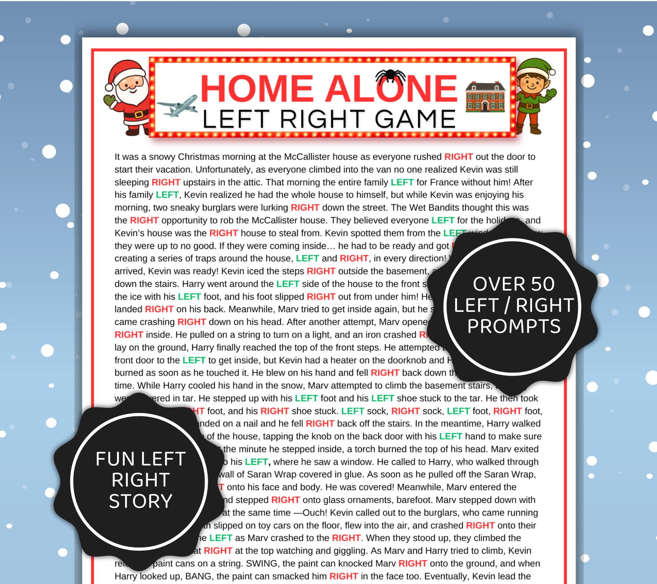 Home Alone Left Right Christmas Game, Left Right Christmas Game ...