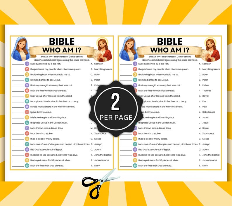 Bible Trivia, Bible Who Am I Game Bundle, Bible Trivia Games, Printable ...