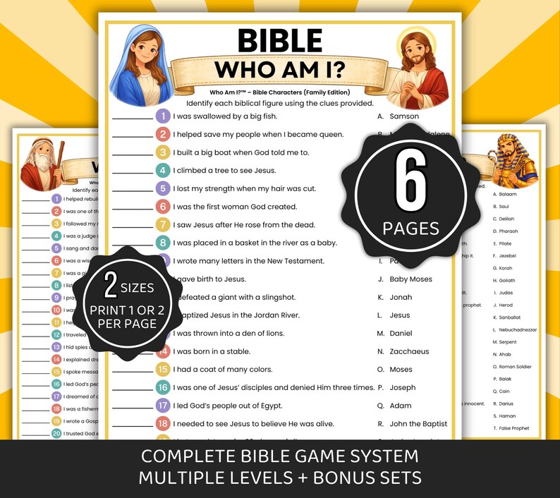 Bible Trivia, Bible Who Am I Game Bundle, Bible Trivia Games, Printable ...