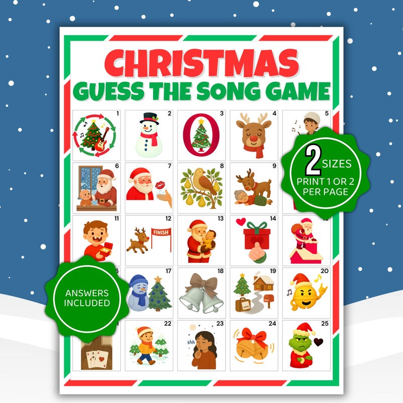 Christmas Song Game - Etsy