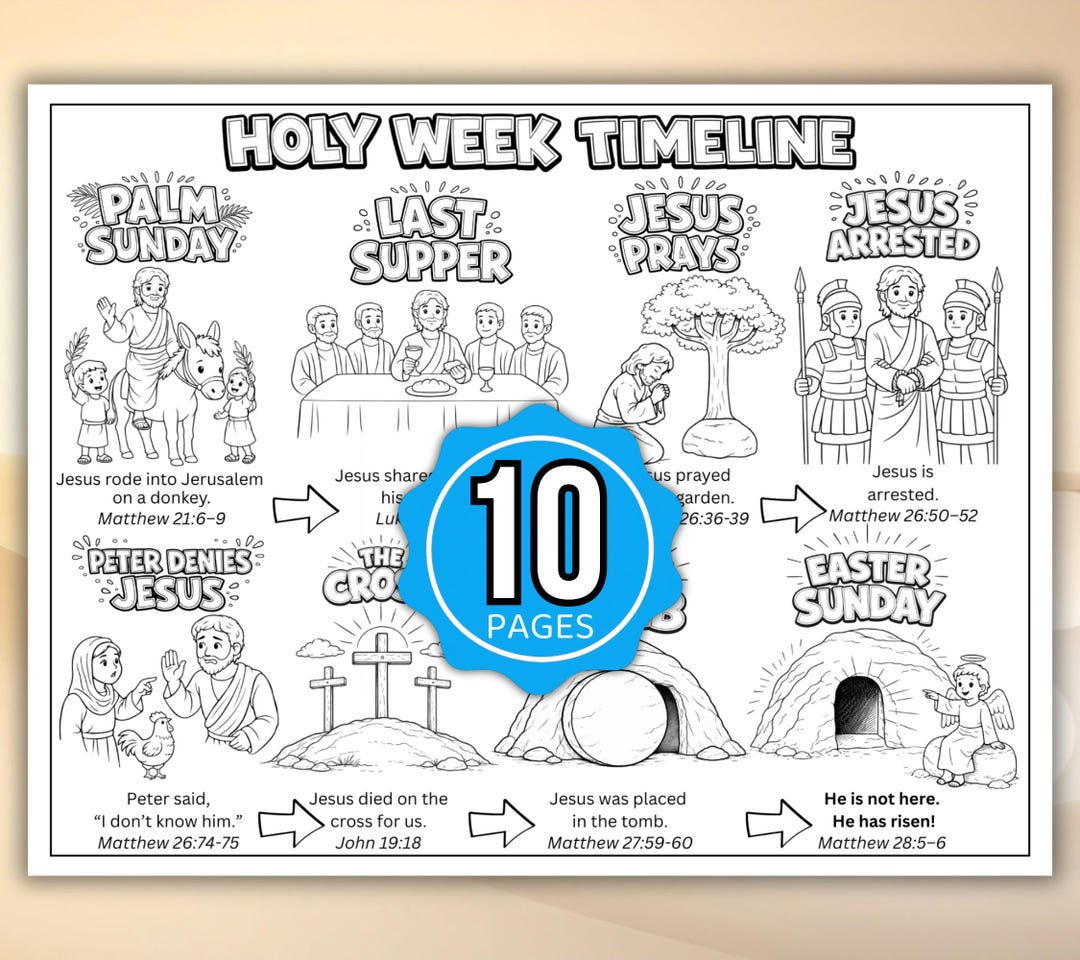 Holy Week Timeline Coloring Pages, Religious Easter Coloring Pages ...