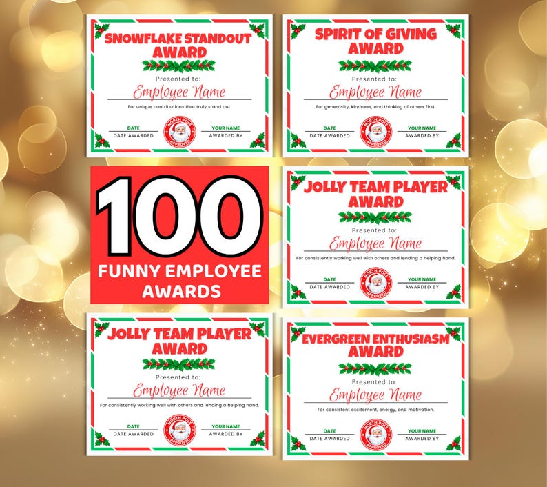 Funny Employee Award Certificates, Holiday Award Certificates, Funny ...