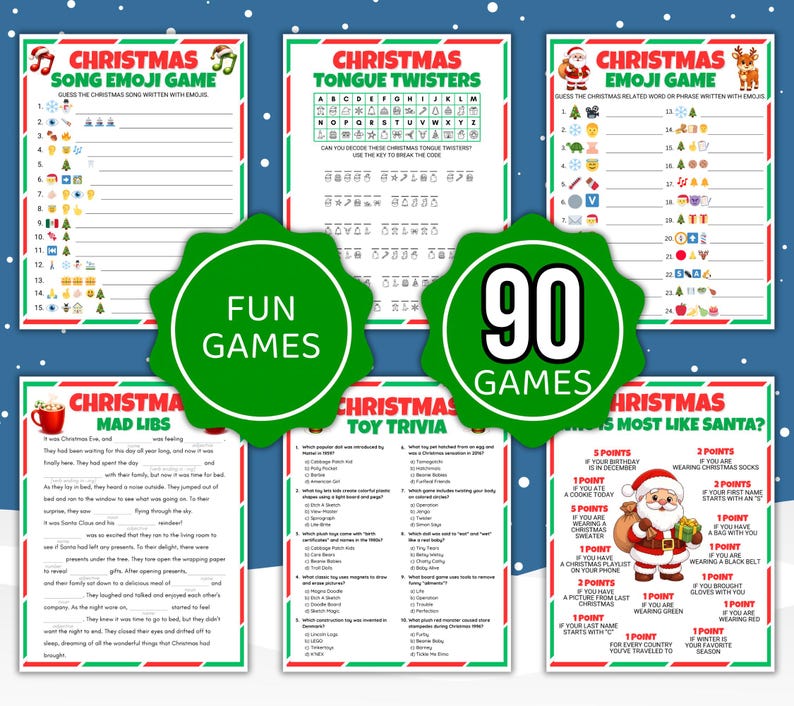 Christmas Games Bundle, Christmas Printable Games for Kids, Holiday ...