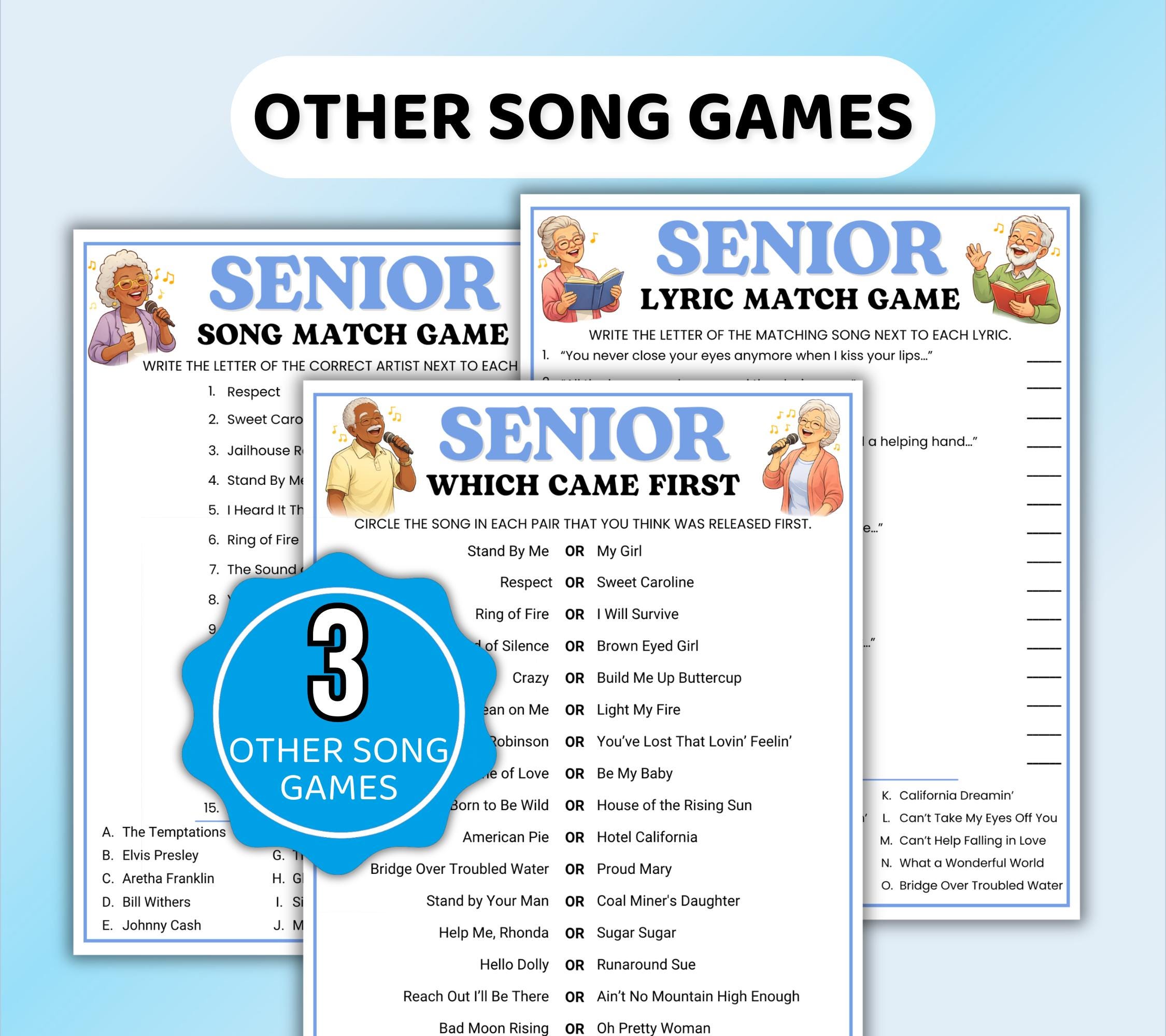 Printable Finish the Lyrics Games, Finish the Lyrics Senior Games, Song ...