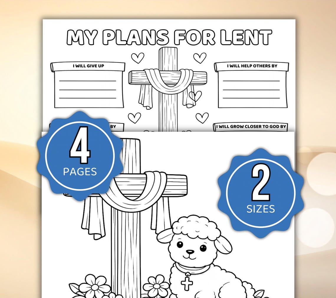 Lent Coloring Pages, Lent Activity Placemat, Lent Coloring Book, Lent ...