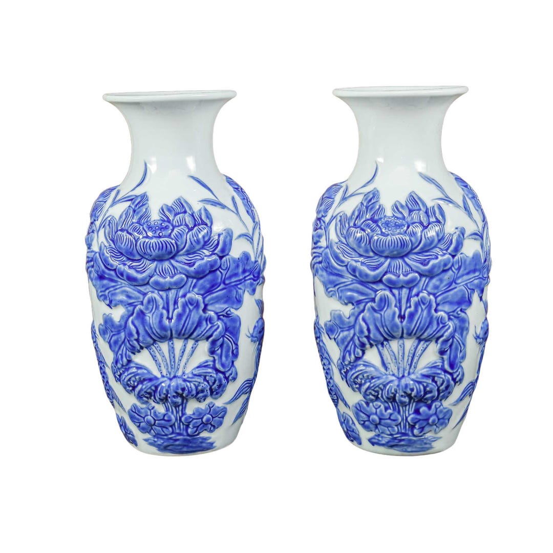 Heritage T&T Lotus Flower Vase Altar Tâm an – 1 Pair – Bat Trang ...