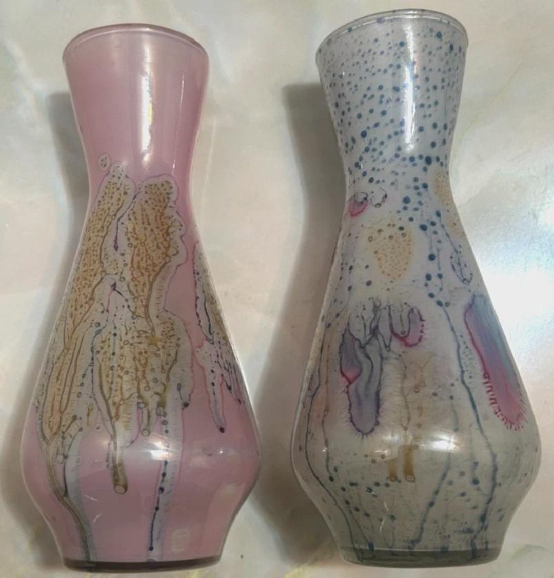 Set of 2 Vintage Simron Jerusalem Art Glass Vases - Etsy