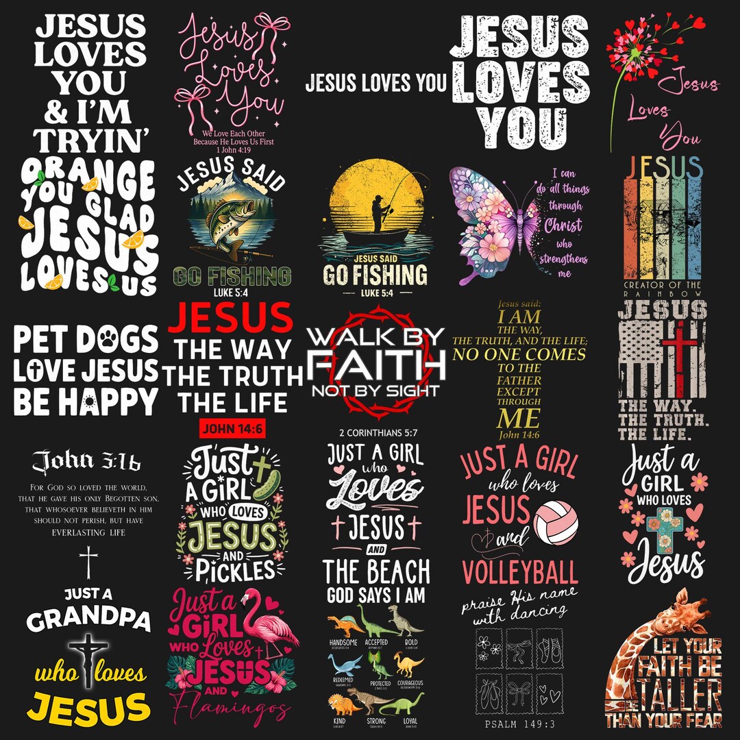 Jesus Christian PNG Bundle, Retro Christian Bundle Png, Religious Png ...