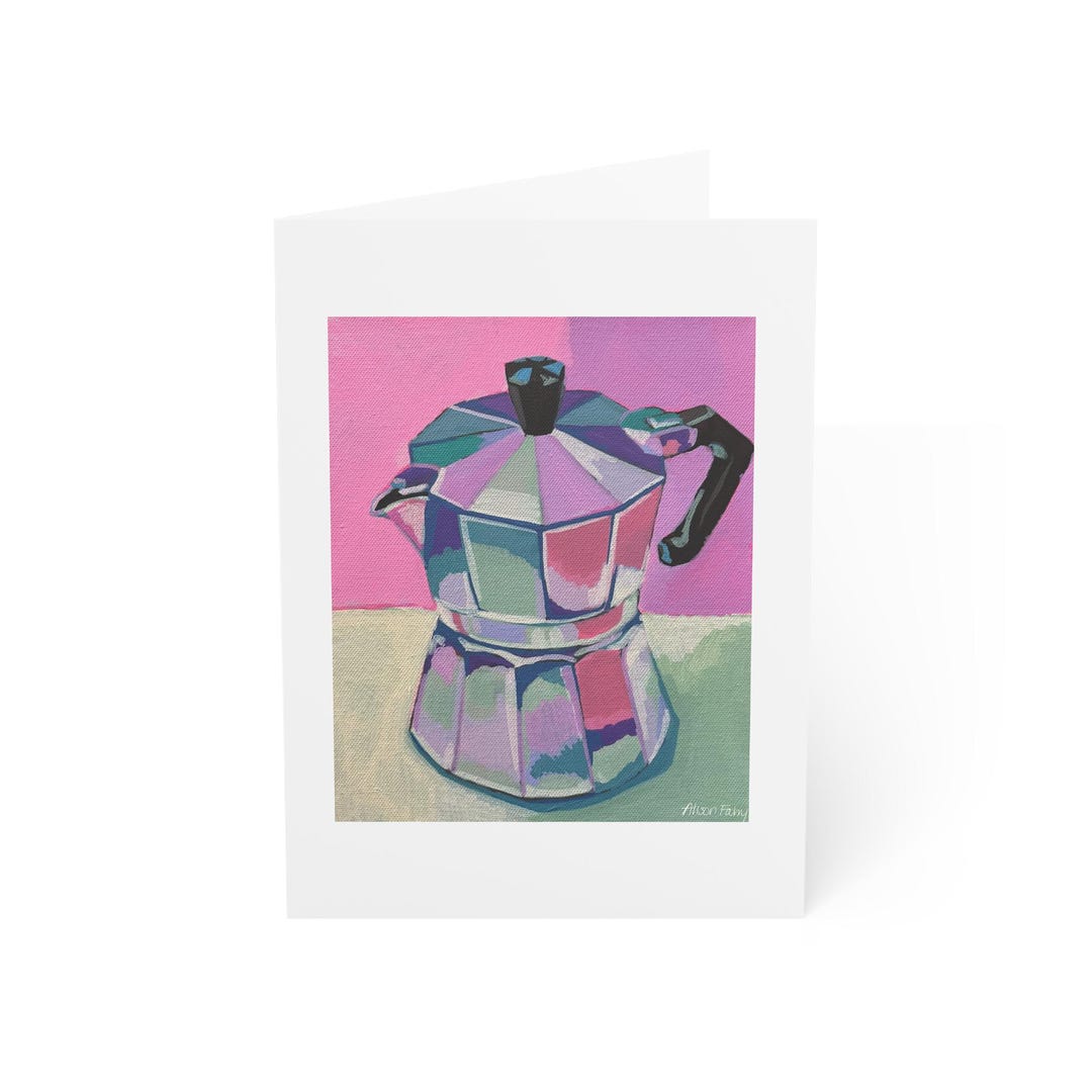 Colorful Moka Pot Illustration Greeting Card | Espresso Coffee Note ...