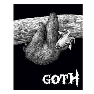 Goth Art Print | Goat + Sloth Hybrid Animal | 8x10" Art Print - Etsy