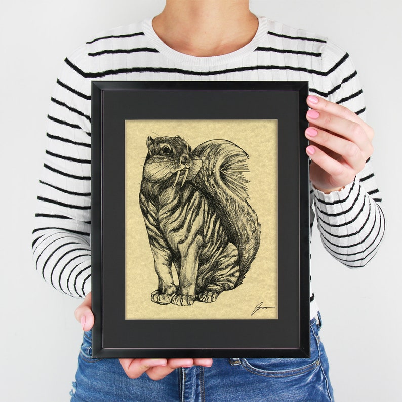 Sabertooth Squirrel Parchment Print | Sabertooth Tiger + Squirrel ...