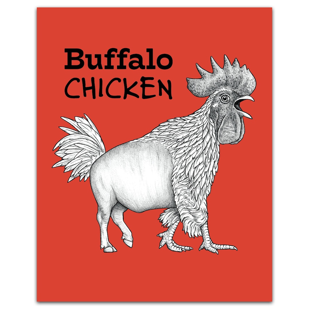 Buffalo Chicken Art Print | Buffalo + Chicken Hybrid Animal | 8x10" Art ...