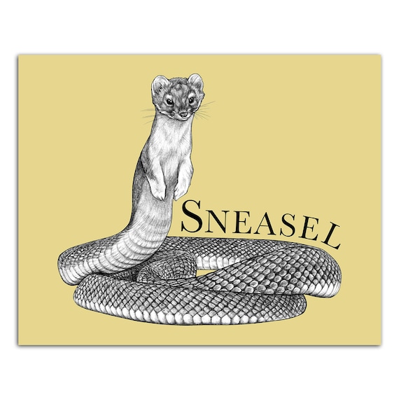 Sneasel Art Print Snake Weasel Hybrid Animal Snake | Etsy