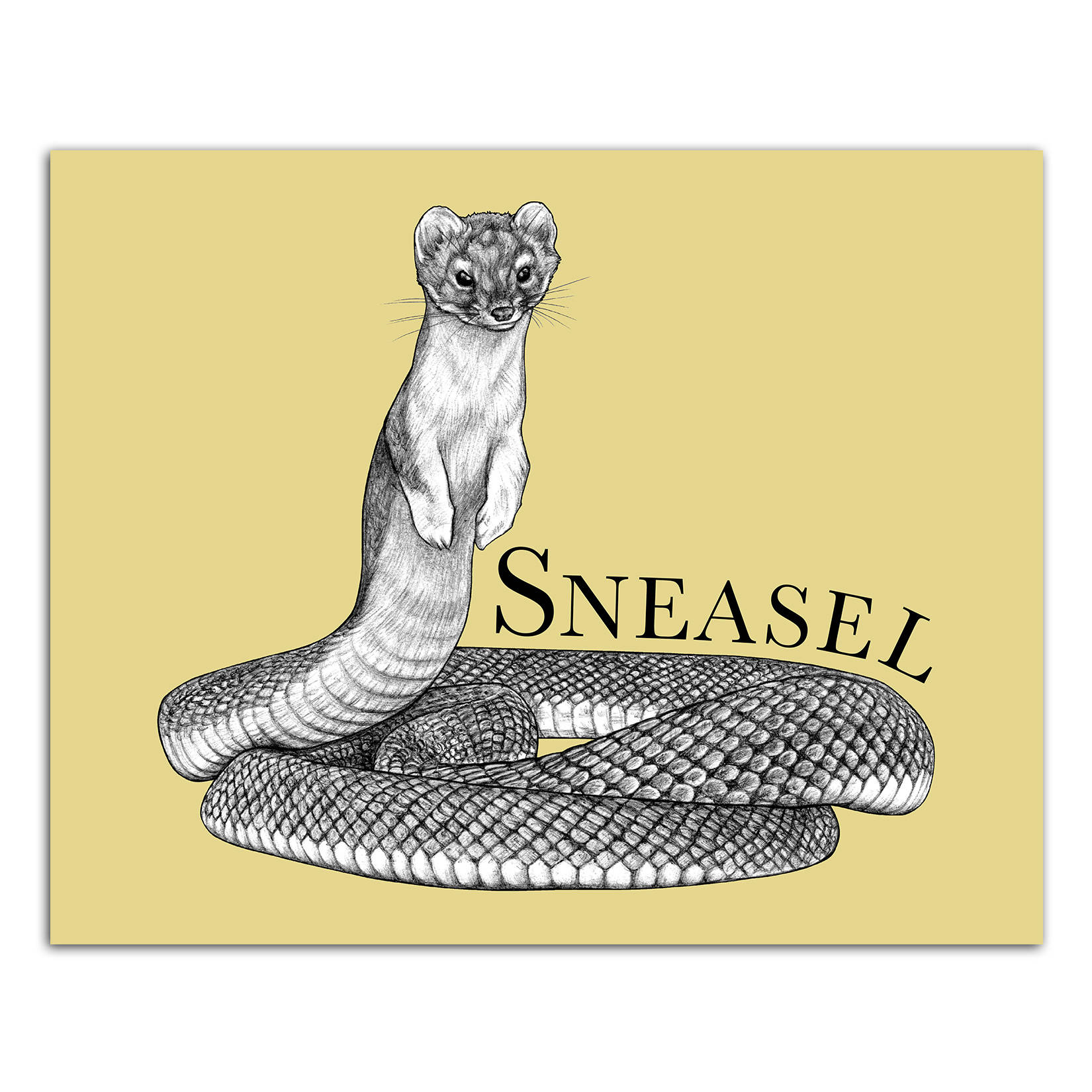 Sneasel Color Print | Snake + Weasel Hybrid Animal Art - Etsy
