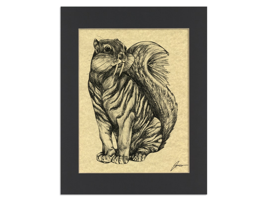 Sabertooth Squirrel Parchment Print | Sabertooth Tiger + Squirrel ...