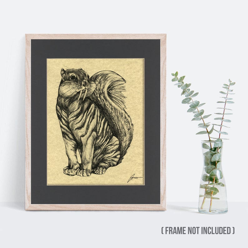 Sabertooth Squirrel Parchment Print | Sabertooth Tiger + Squirrel ...