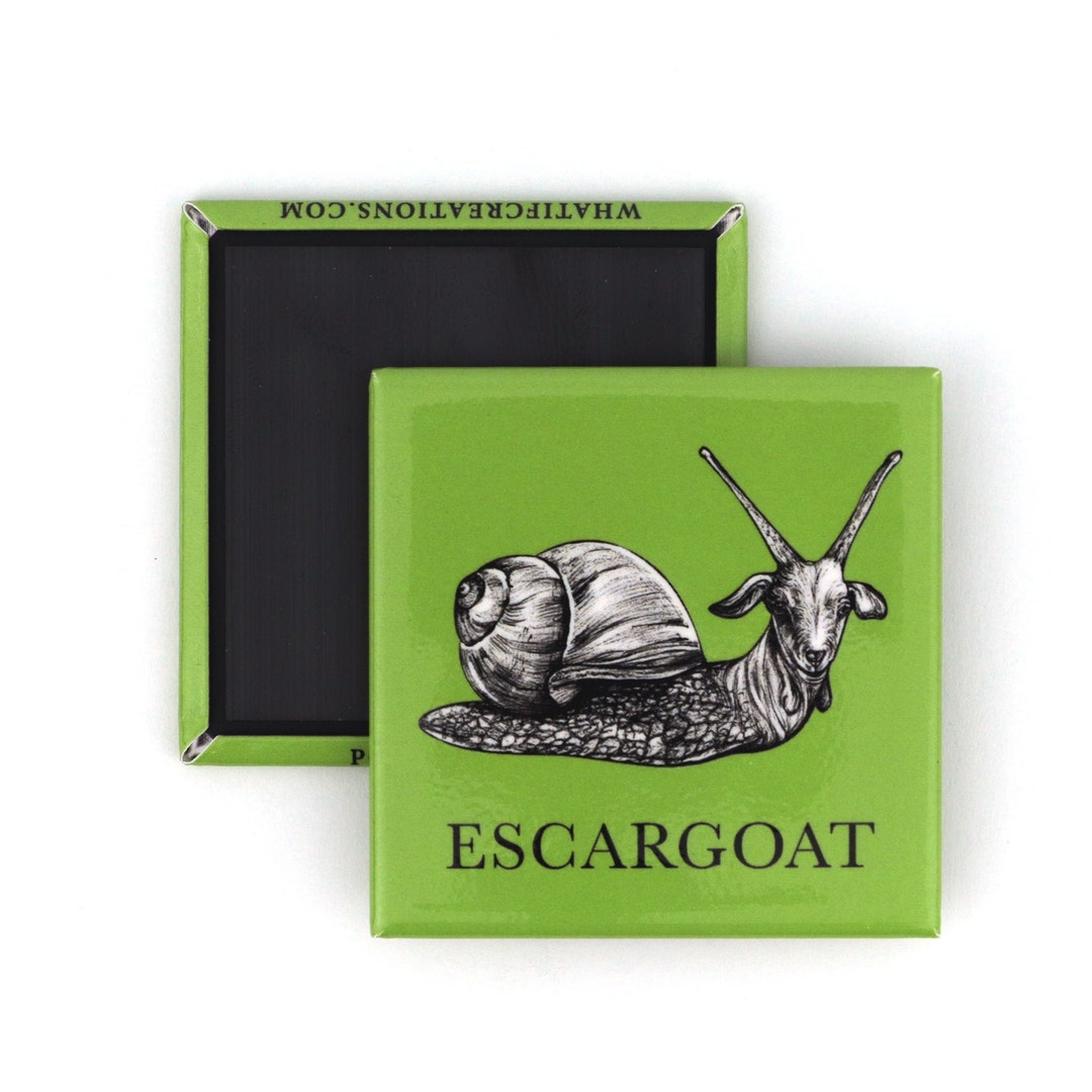 Escargoat Fridge Magnet Goat Snail Hybrid Animal 2 Square Refrigerator ...