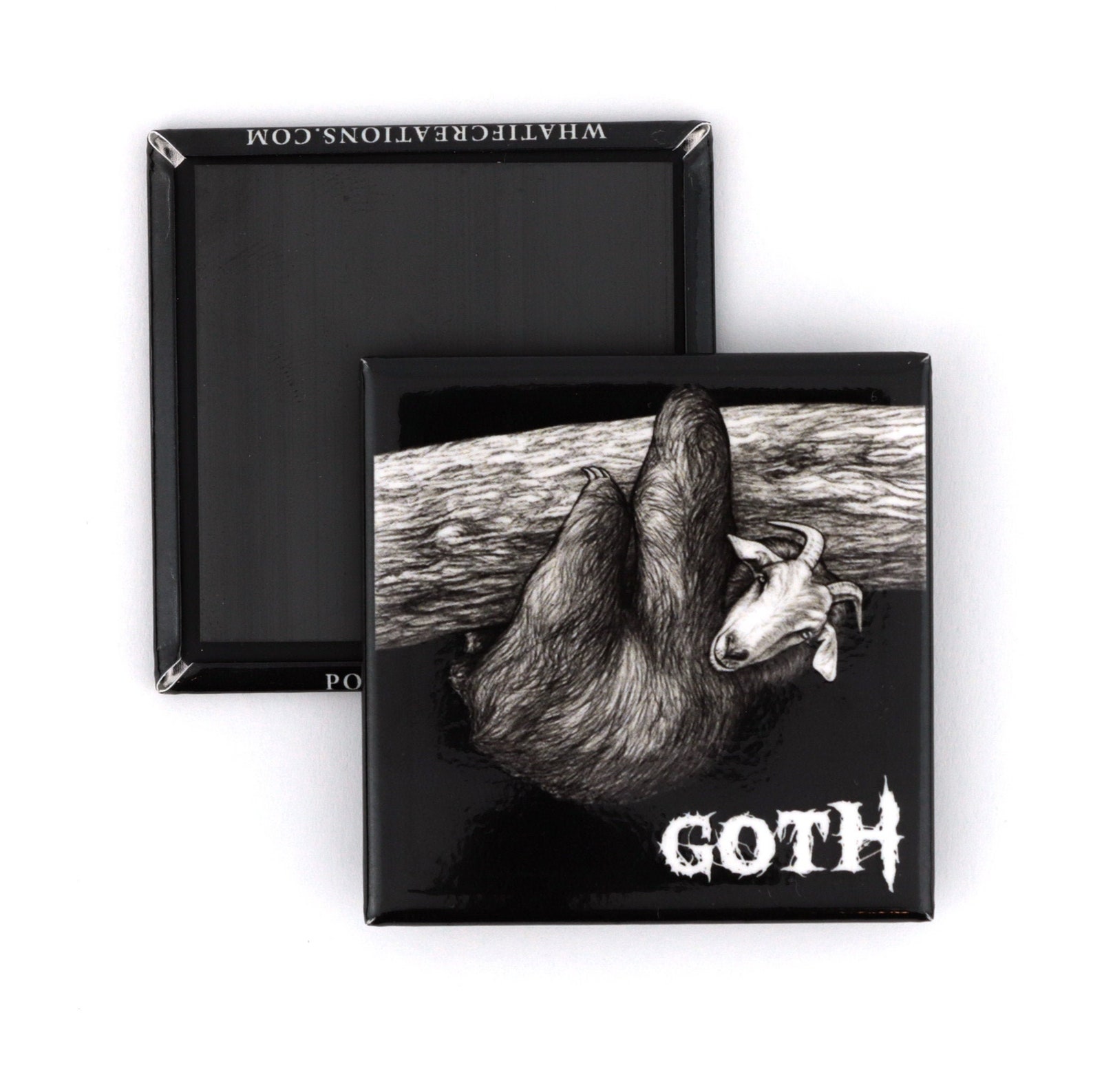 Goth Fridge Magnet | Goat + Sloth Hybrid Animal | 2" Square Fridge ...