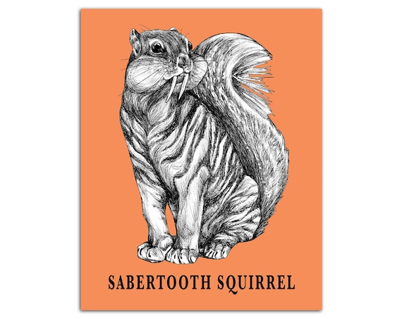 Sabertooth Squirrel Art Print Sabertooth Tiger Squirrel - Etsy New Zealand