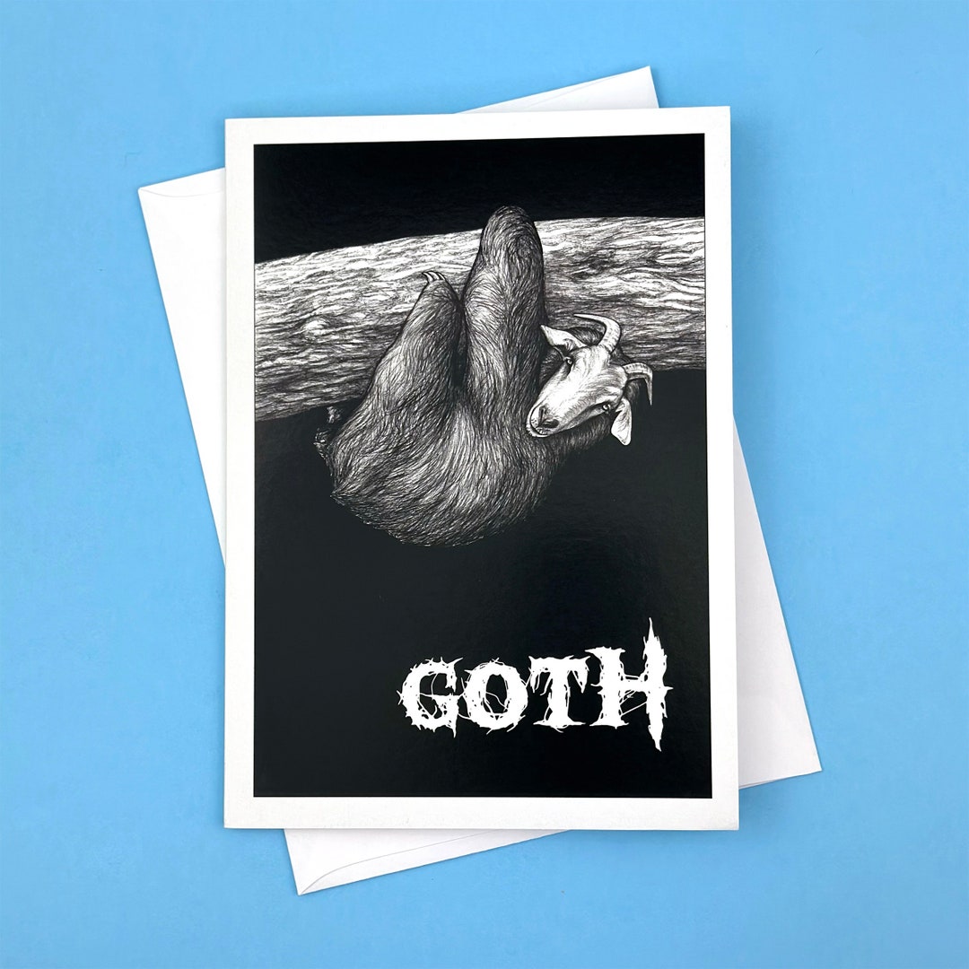 Goth Greeting Card | Goat + Sloth Hybrid Animal | 5x7" - Etsy