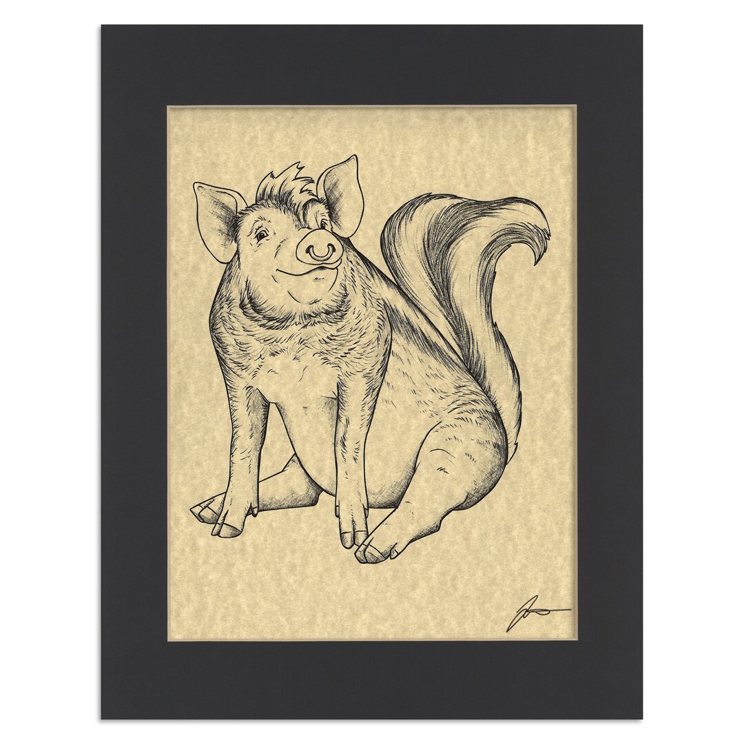 Punk Parchment Print | Pig + Skunk Hybrid Animal Art - Etsy