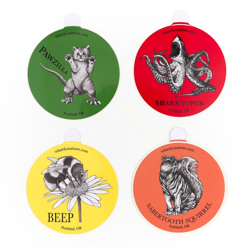 4 for 10.00 Hybrid Animal Stickers 3 Inch Vinyl Circle - Etsy
