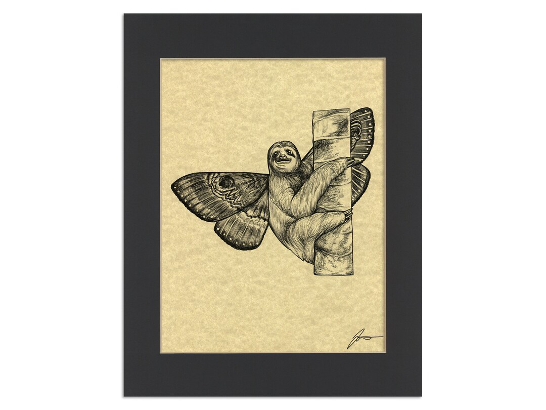 Sloth Moth Parchment Print Sloth Moth Hybrid Animal 8.5x11 Art Print in ...