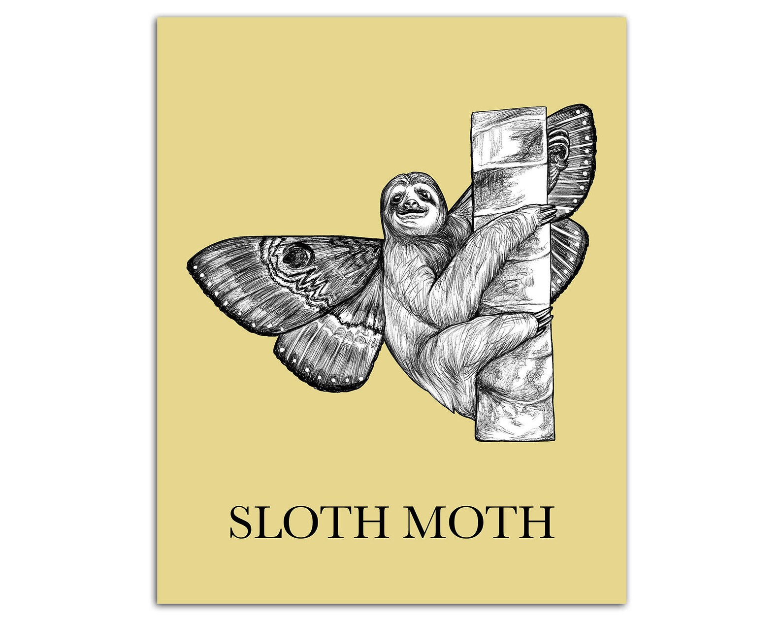 Sloth Moth Color Print | Sloth + Moth Hybrid Animal Art - Etsy
