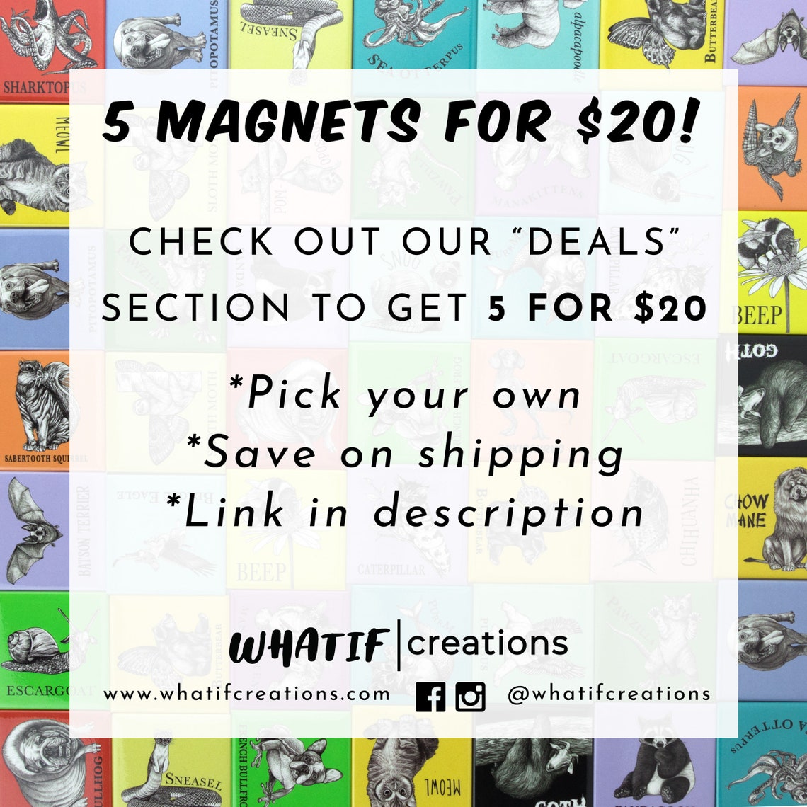 Goth Fridge Magnet Goat Sloth Hybrid Animal 2 | Etsy