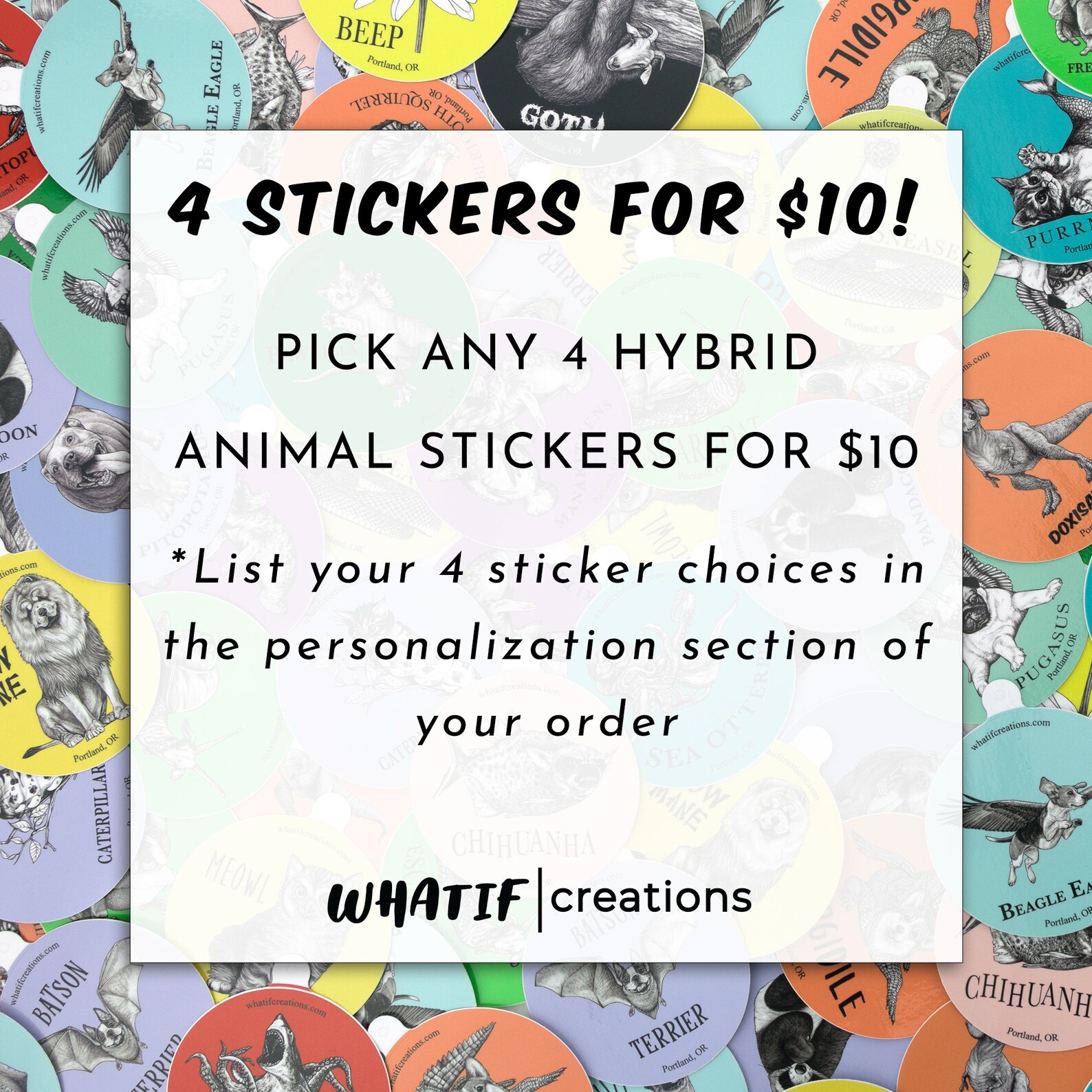 4 for 10.00 Hybrid Animal Stickers 3 Inch Vinyl Circle - Etsy