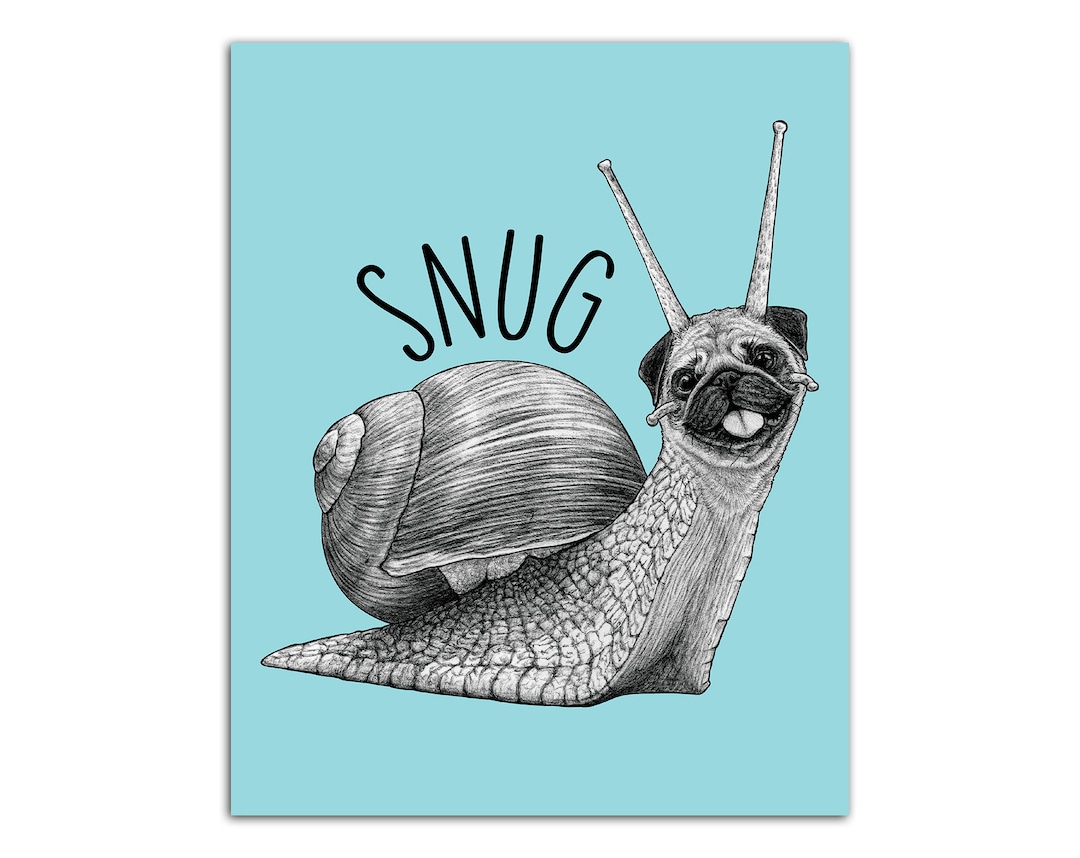 Snug Art Print | Snail + Pug Hybrid Animal | 8x10" Art Prints - Etsy