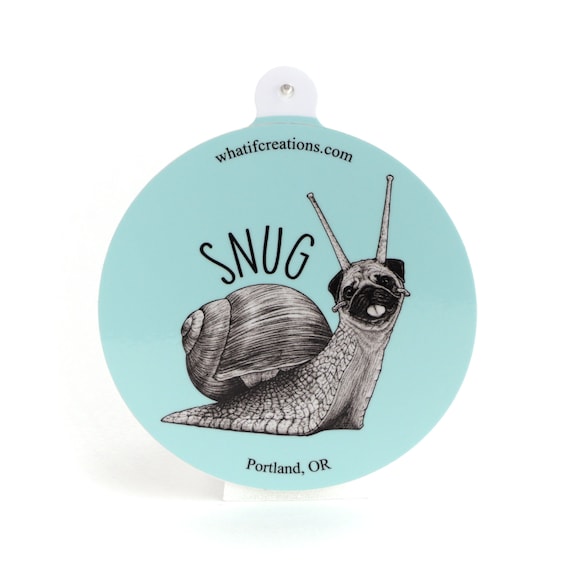 Snug Sticker Snail Pug Hybrid Animal 3 Circle | Etsy