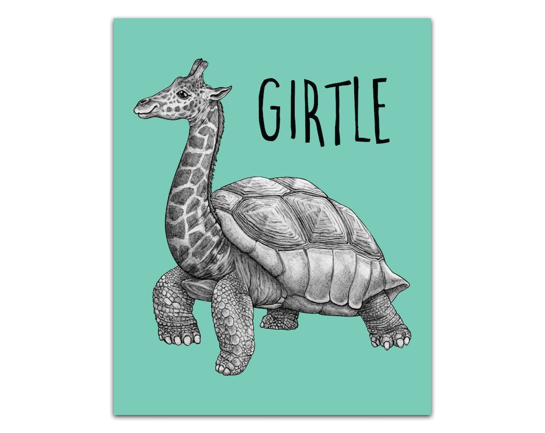 Girtle Art Print | Giraffe + Turtle Hybrid Animal | 8x10" Art Print - Etsy
