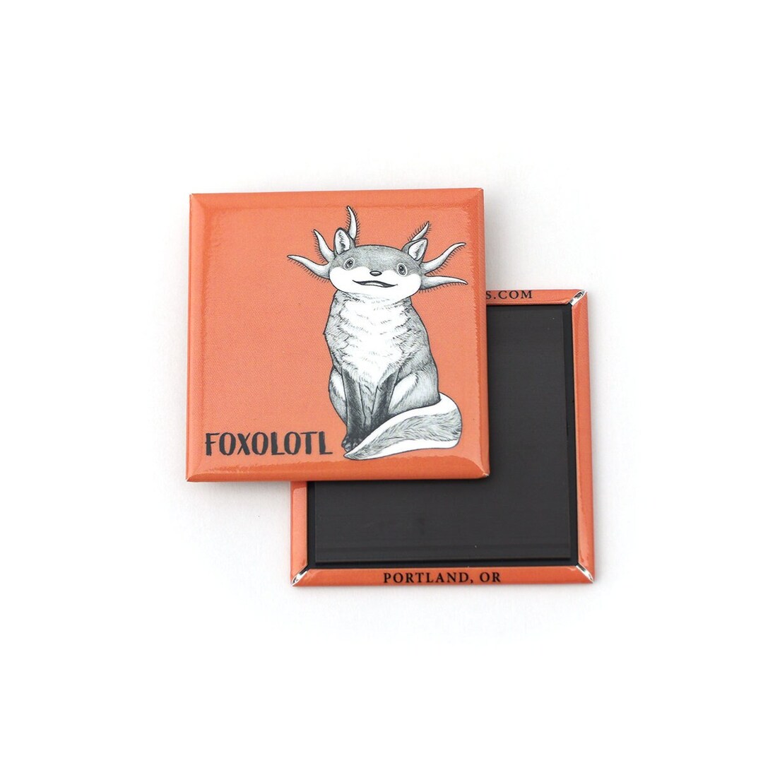 Foxolotl Fridge Magnet Fox Axolotl Hybrid Animal 2 Square Refrigerator ...