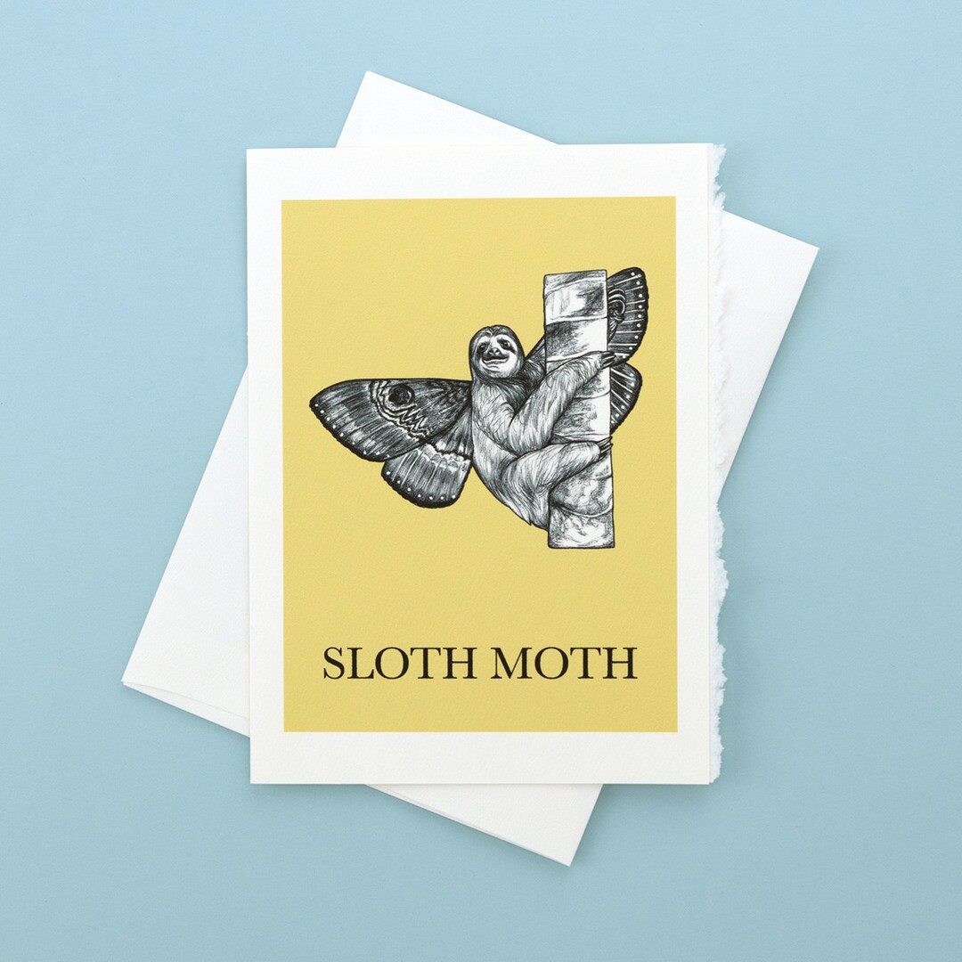 Sloth Moth Greeting Card Sloth Moth Hybrid Animal Blank - Etsy