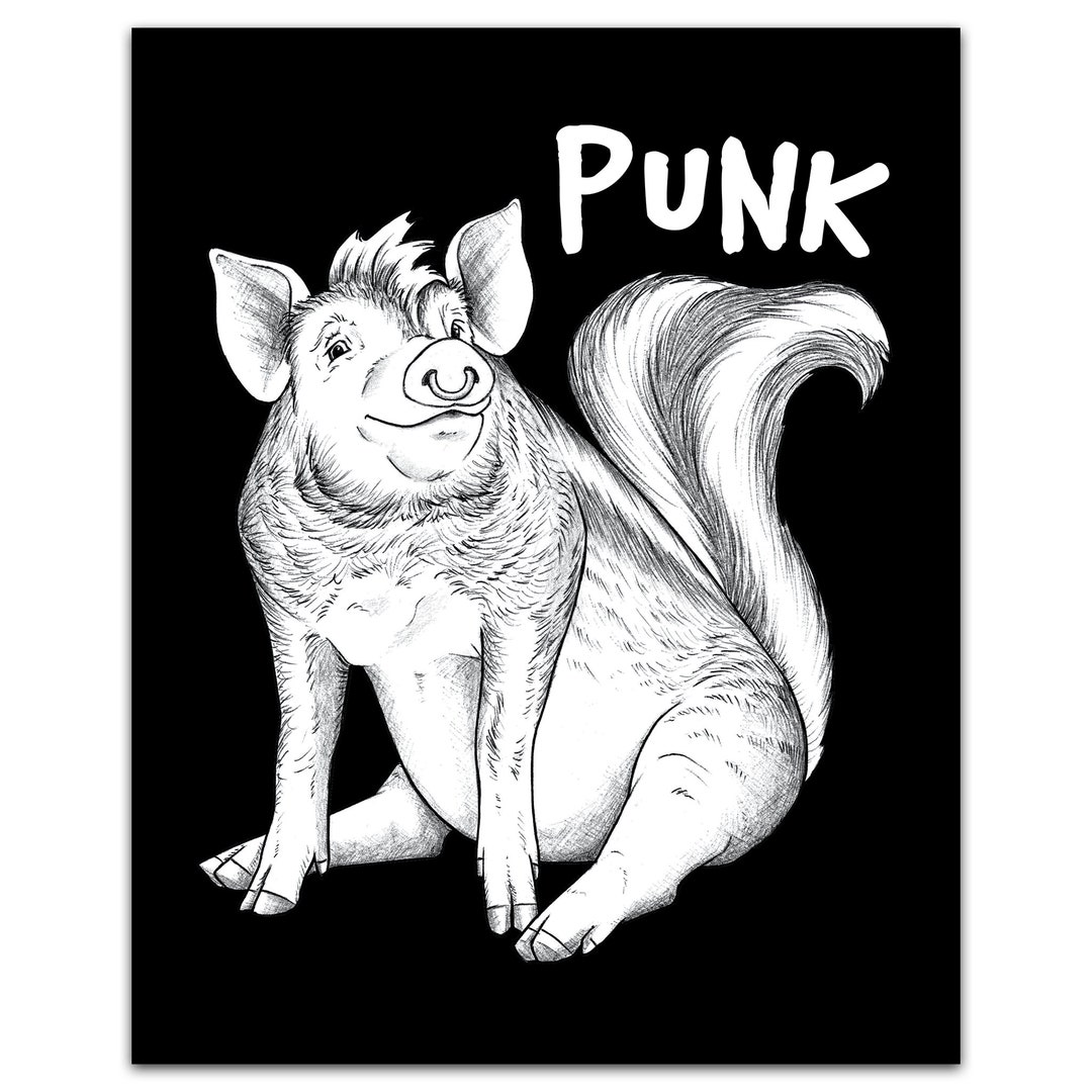 Punk Art Print | Pig + Skunk Hybrid Animal | 8x10" Art Print - Etsy