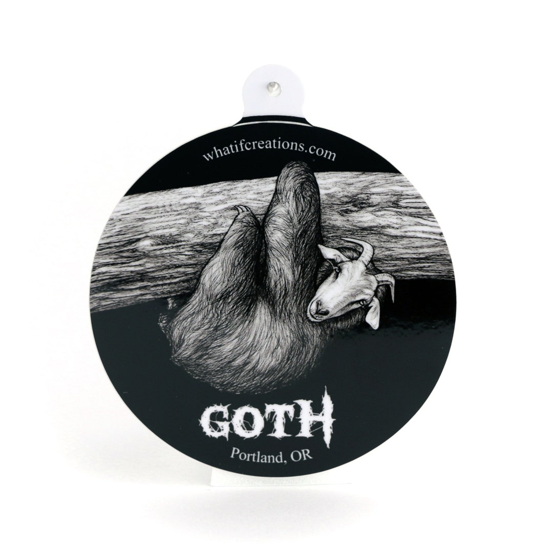 Goth Sticker | Goat + Sloth Hybrid Animal | 3" Circle Vinyl Sticker - Etsy