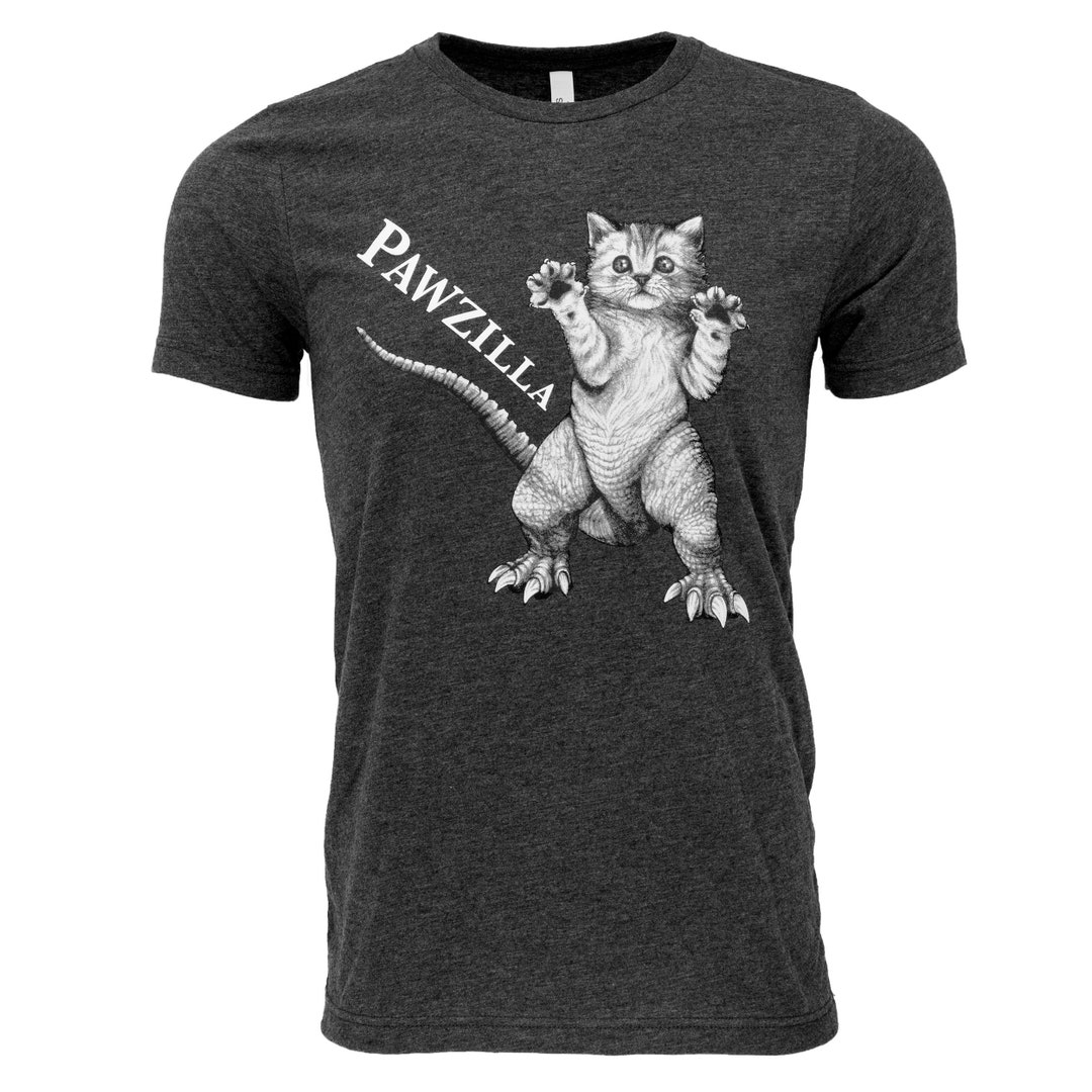 Pawzilla T Shirt | Cat + Godzilla Hybrid Animal | Heather Gray - Etsy